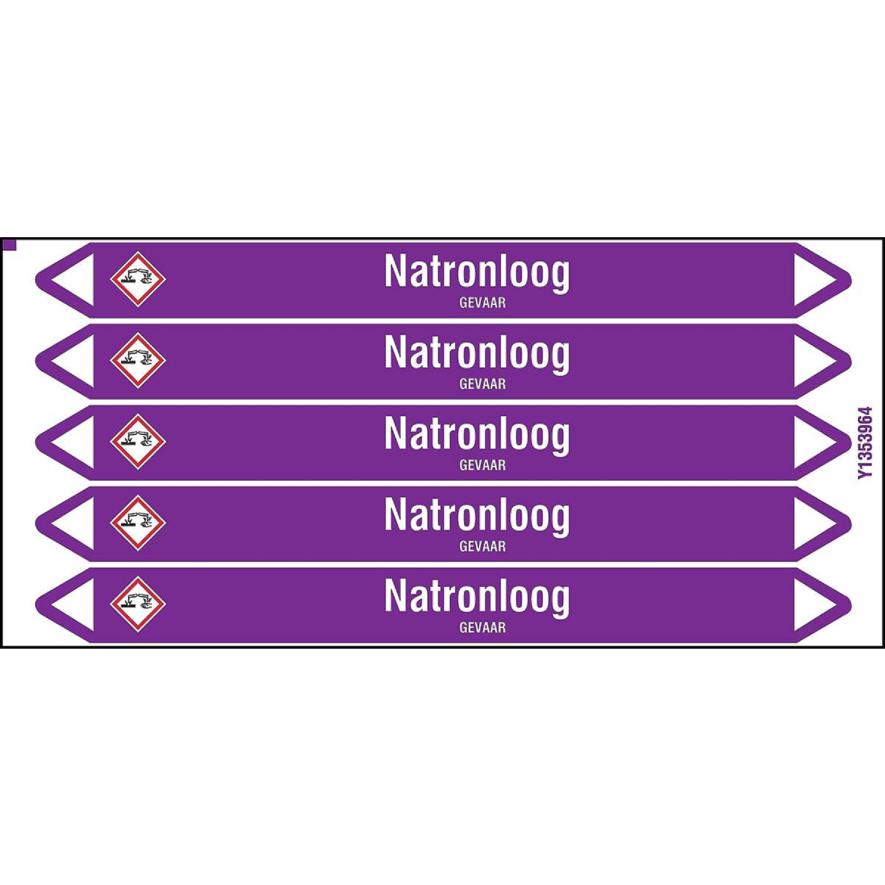 BRADY N003944 pipe marker for caustic soda, with perforated arrows ...