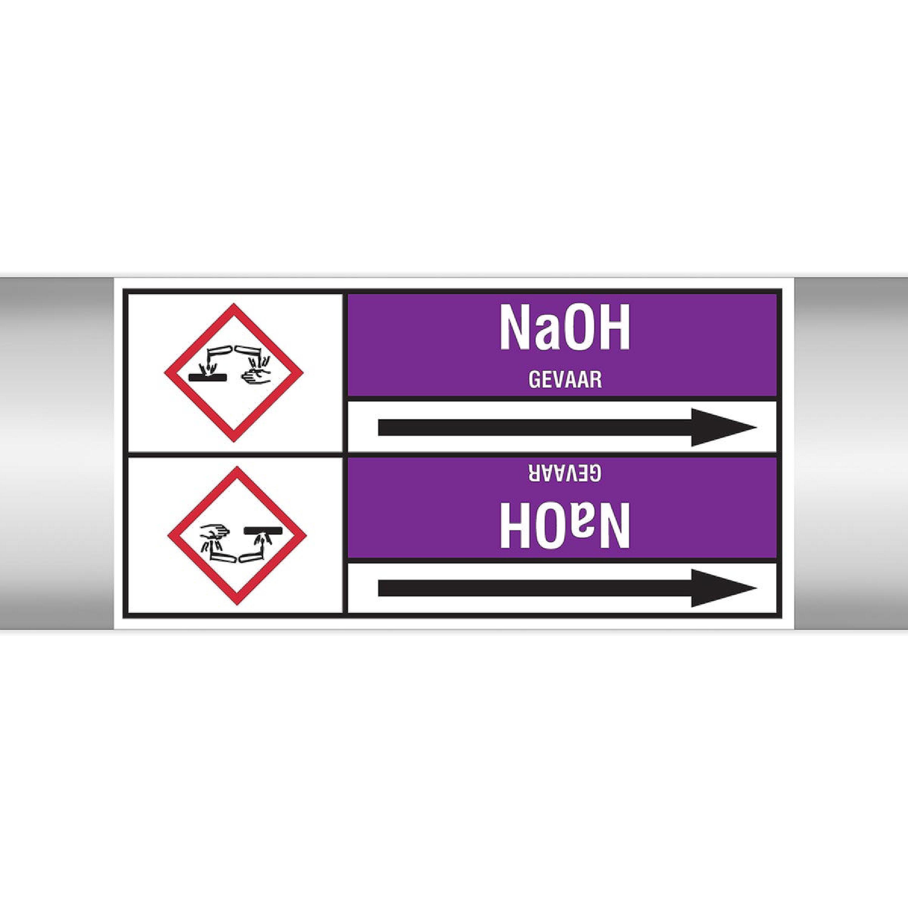 BRADY N003905 leidingmerker voor NaOH, met pictogram 33 m x 127 mm x 60 ...