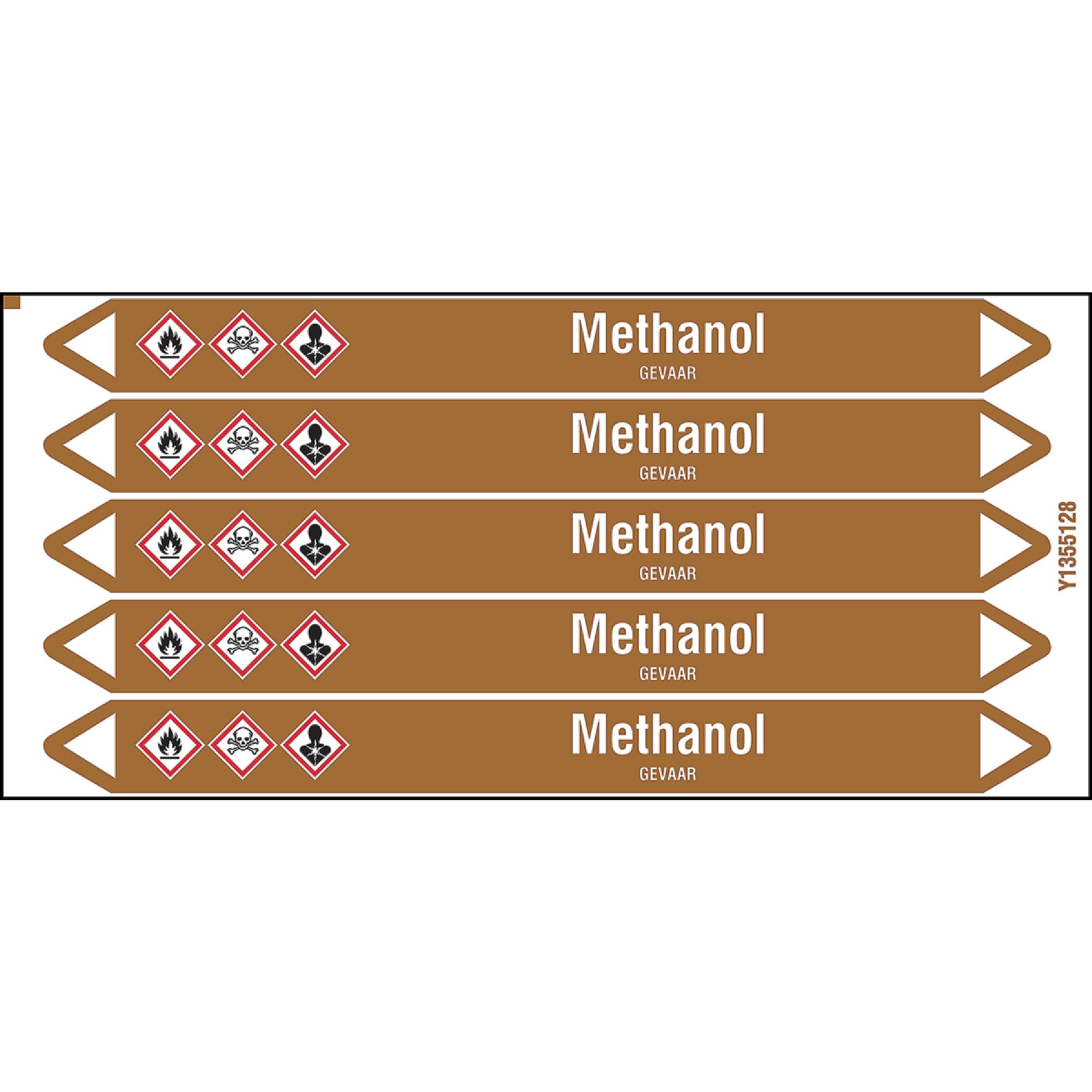 BRADY N005268 leidingmerker voor methanol, met geperforeerde pijlen ...