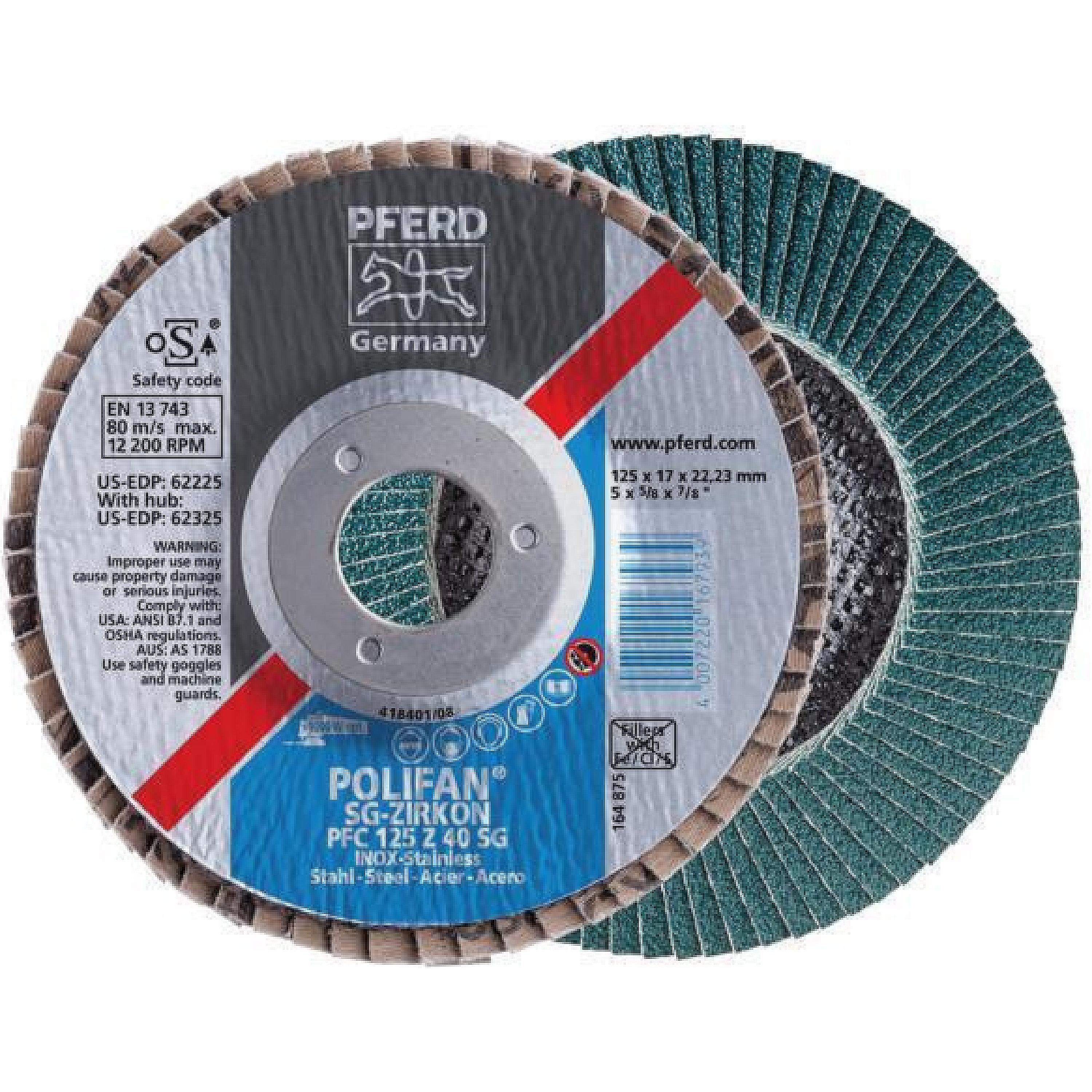 PFERD PFC 125 Z 40 SG POWER STEELOX POLIFAN flap disc 125x22.23mm ...