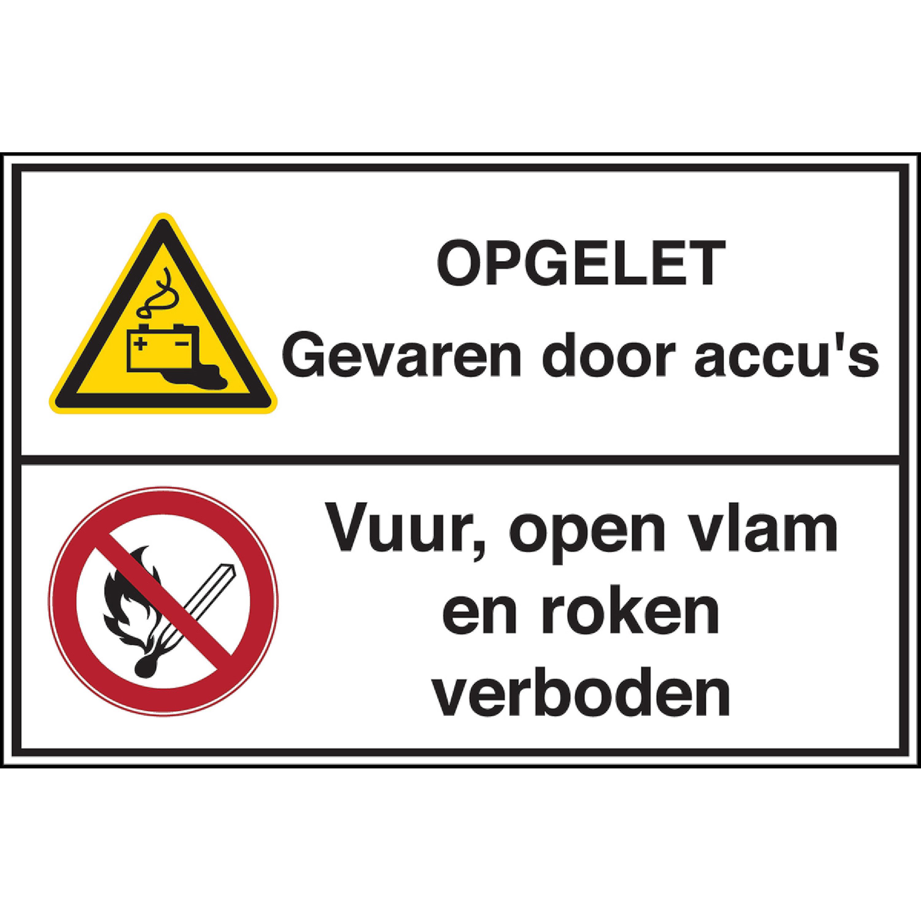 BRADY 223974 gecombineerd pictogram - opgelet gevaren door accu's ...