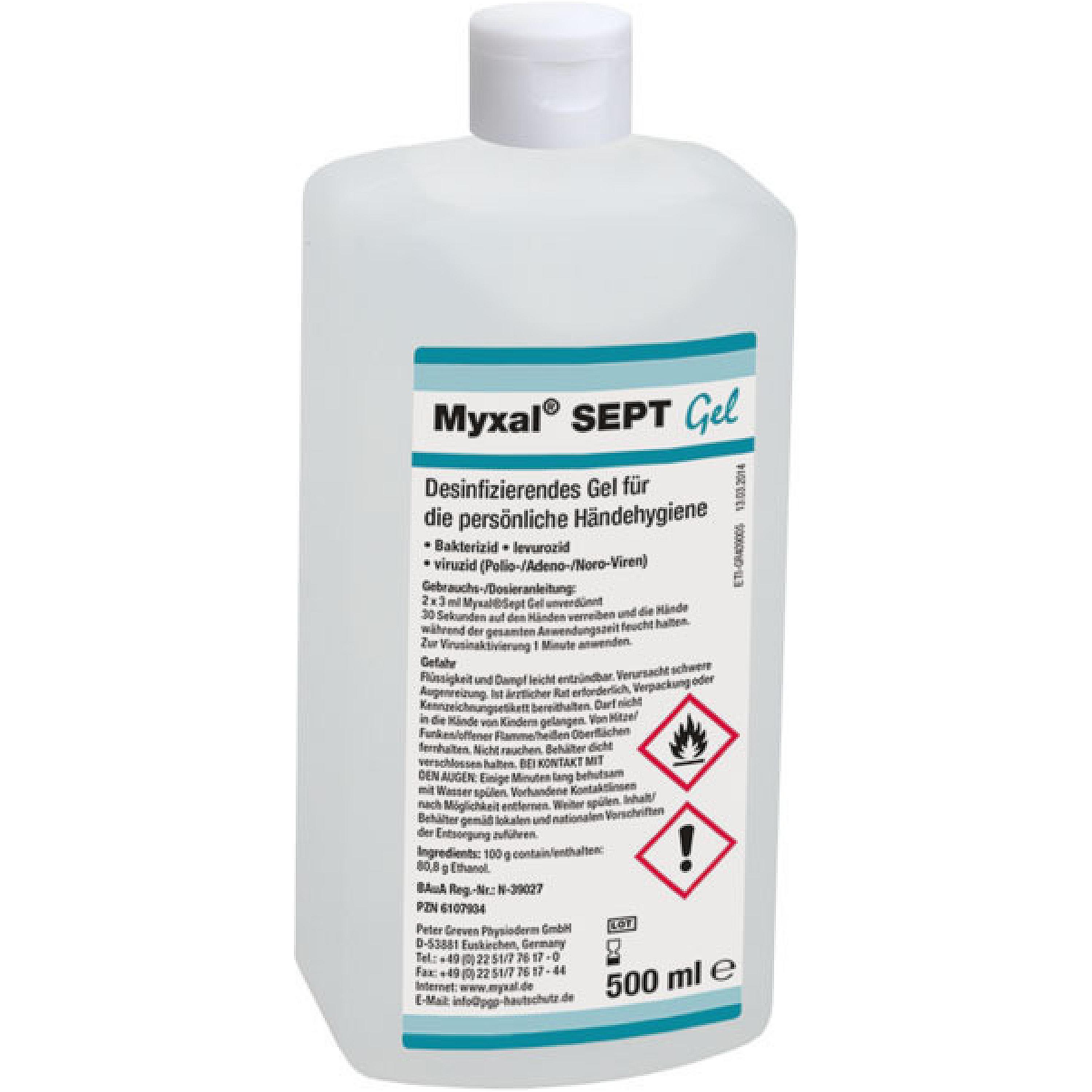 MYXAL SEPT Gel disinfectant gel (500 ml - hard bottle) - 13743002 | Klium
