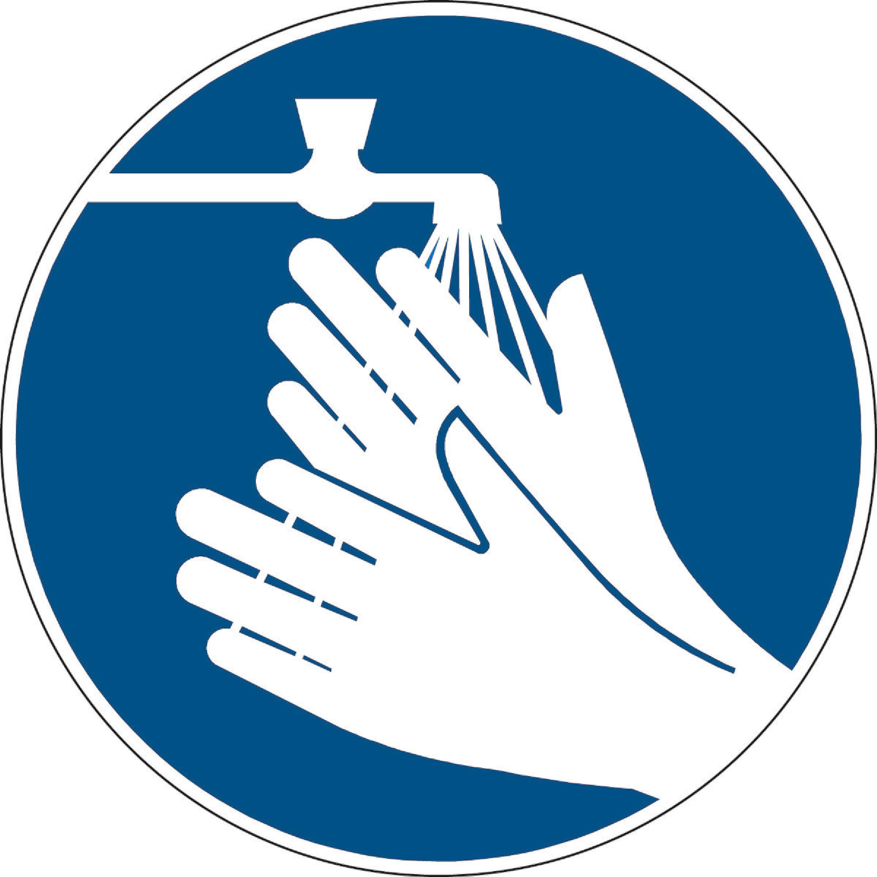 BRADY 252143 warning pictogram - washing hands compulsory, 200 mm | Klium