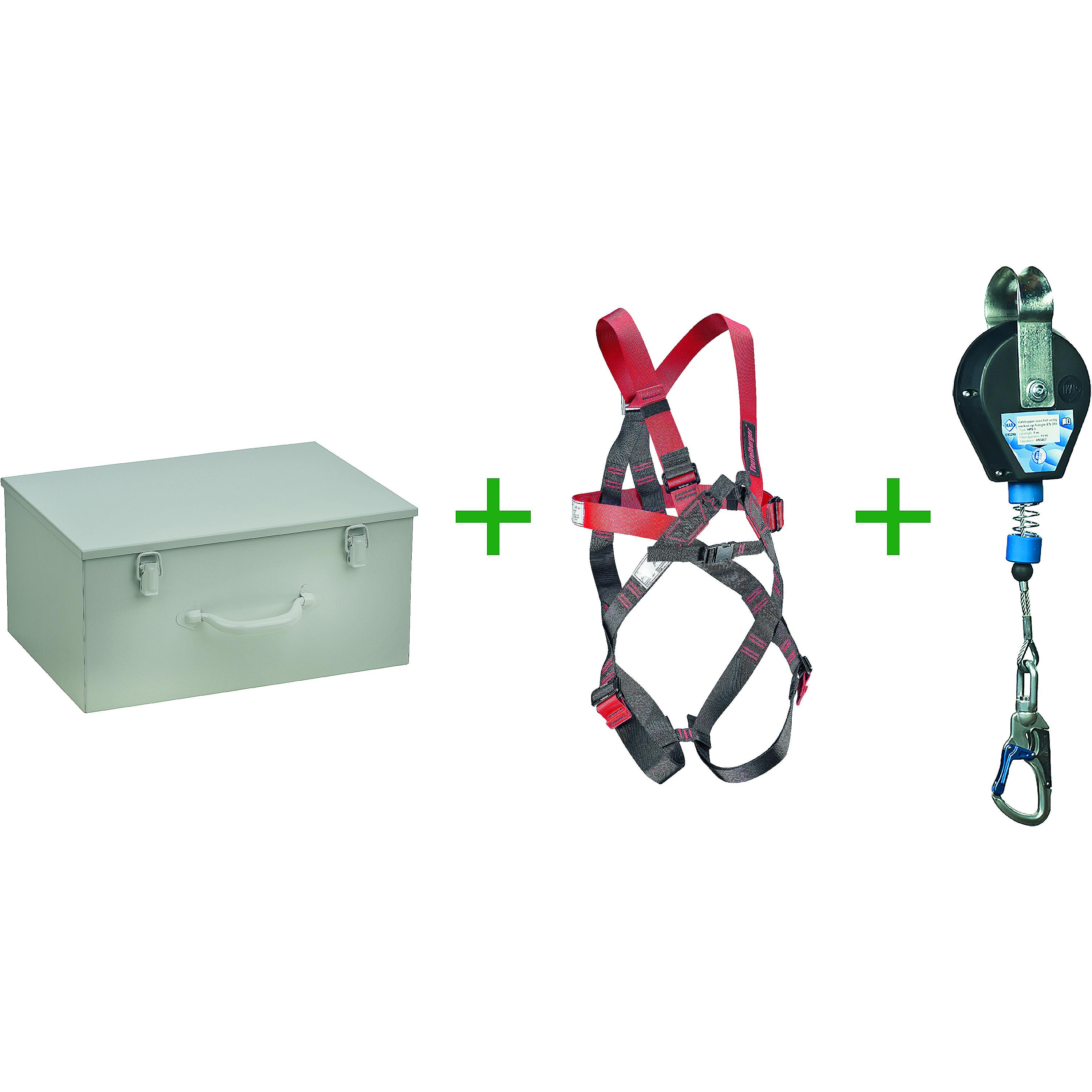 REMA 1731240 ERGO harness with HPS-12 fall stopper in sheet steel case